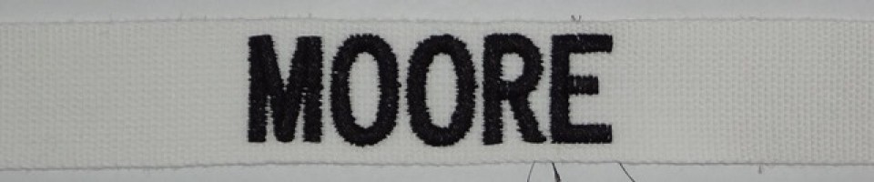 Name Tape, Embroidered, White